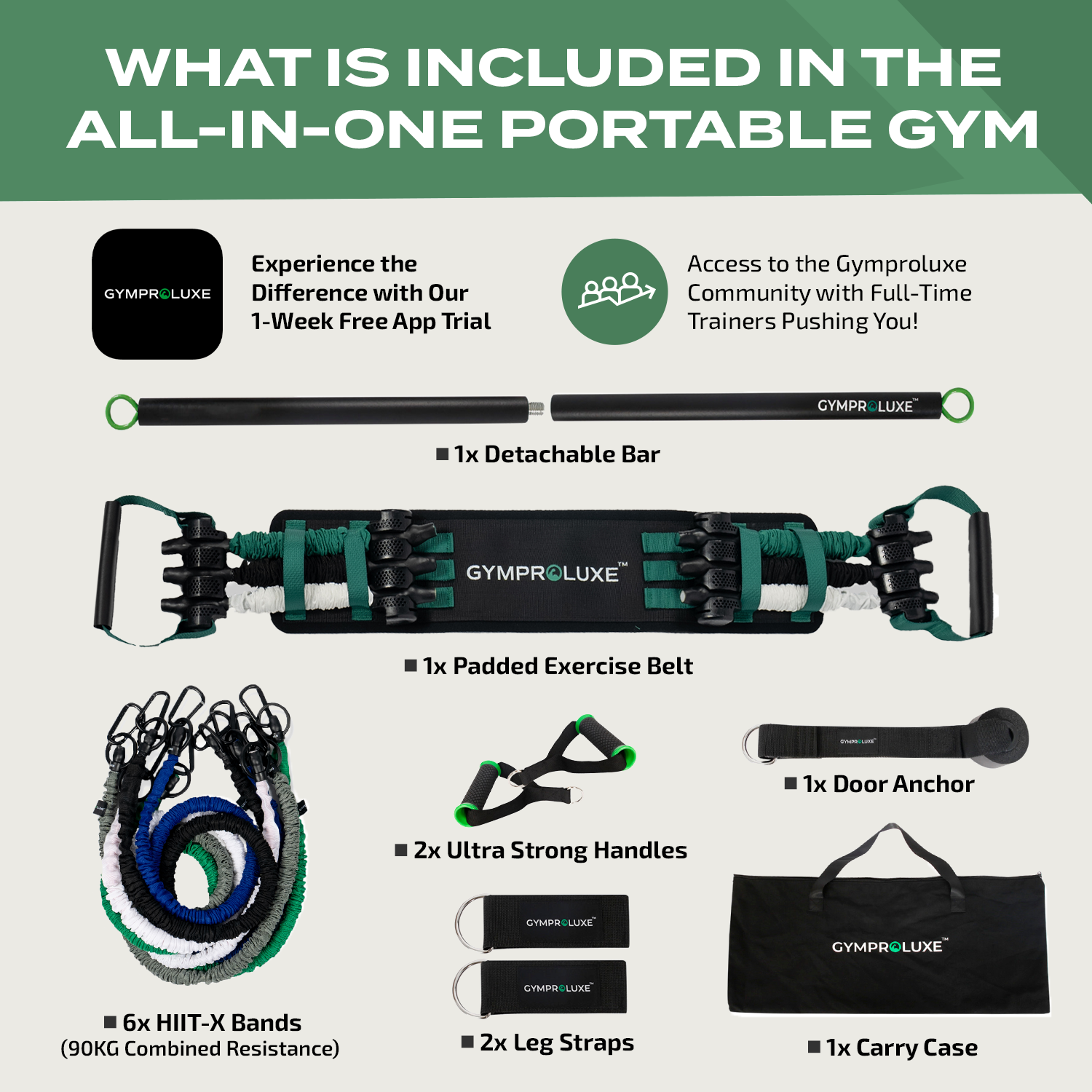 Gymproluxe™ band and bar set